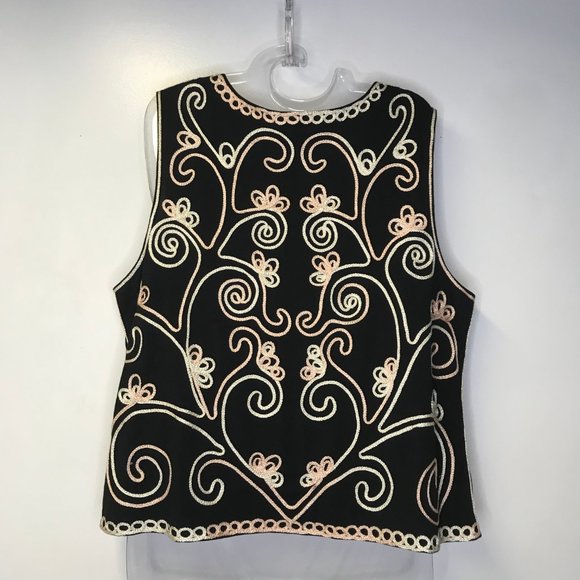 Carole Little | Tops | Carole Little Black With Embroidery Design ...